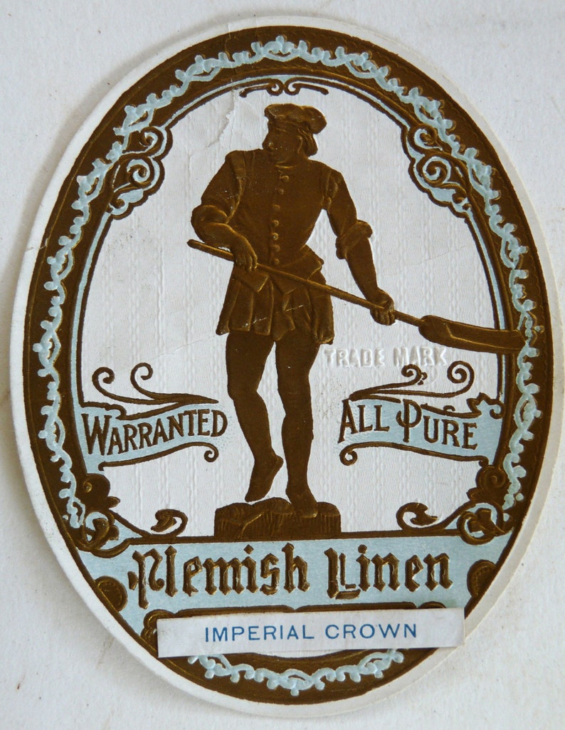 Antique Vintage Flemish Linen Label Embossed Gilt Textile - Etsy