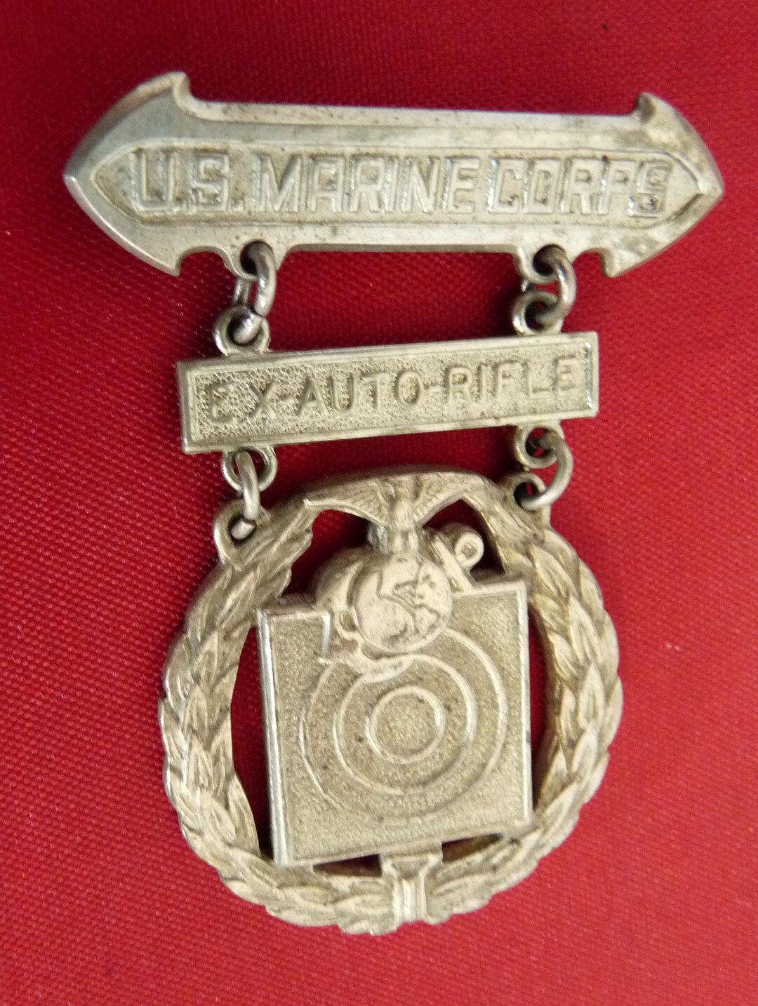 Vintage USMC Marine Sterling Silver Ex Auto Rifle Marksman Pin Bar US ...