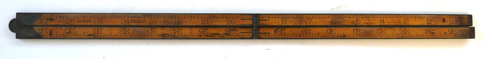 Stanley No. 66 3/4 Boxwood 36 Inch Brass Folding Ruler Antiqaue Vintage ...