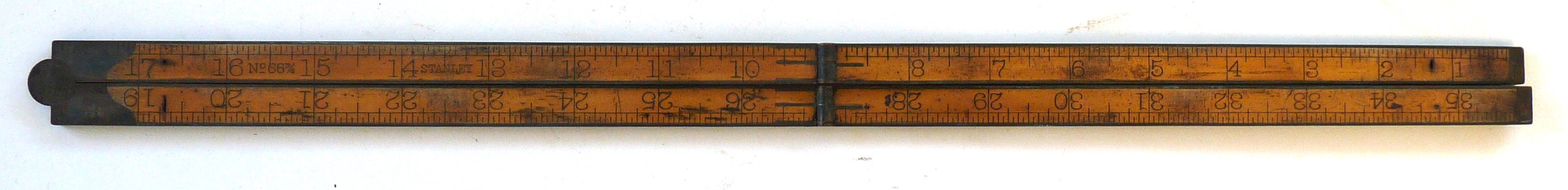 Stanley No. 66 3/4 Boxwood 36 Inch Brass Folding Ruler Antiqaue Vintage ...