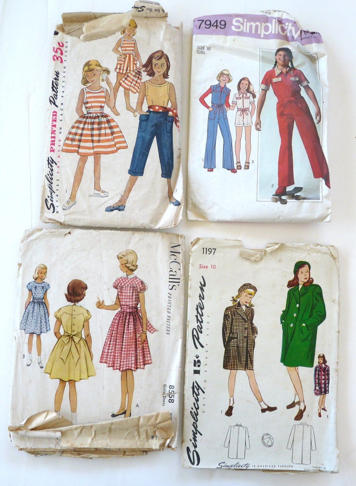 Size 10 Girls Lot 7 Vintage Sewing Patterns 40s 70s Beach Dress Coat - Etsy