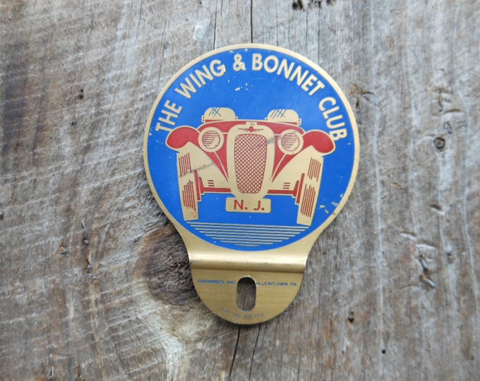 Vintage Wing & Bonnet Car Club License Plate Tag Topper - Etsy