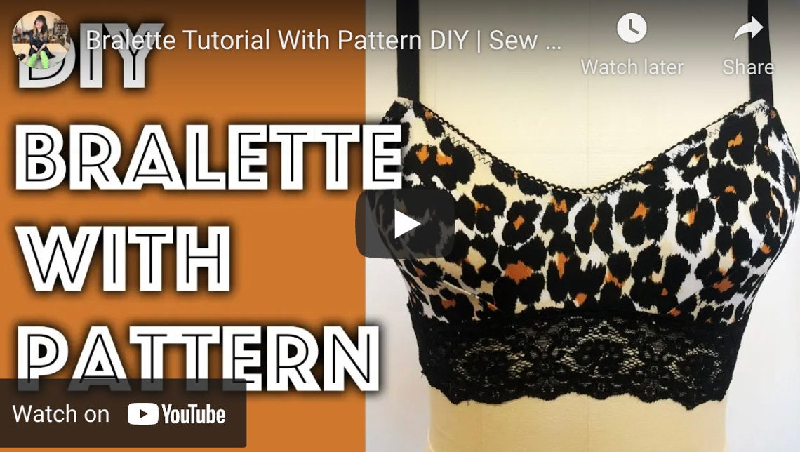 Stretch Bralette PDF Sewing Pattern - Instant Download PDF Sizes XS-6X ...