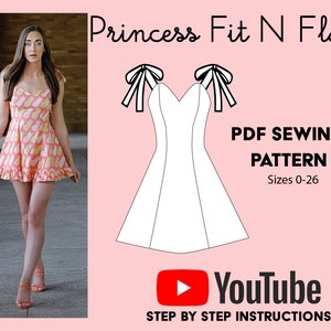 Fit N Flair Princess Line Dress Sewing Pattern PDF Download Sizes 0-26 ...