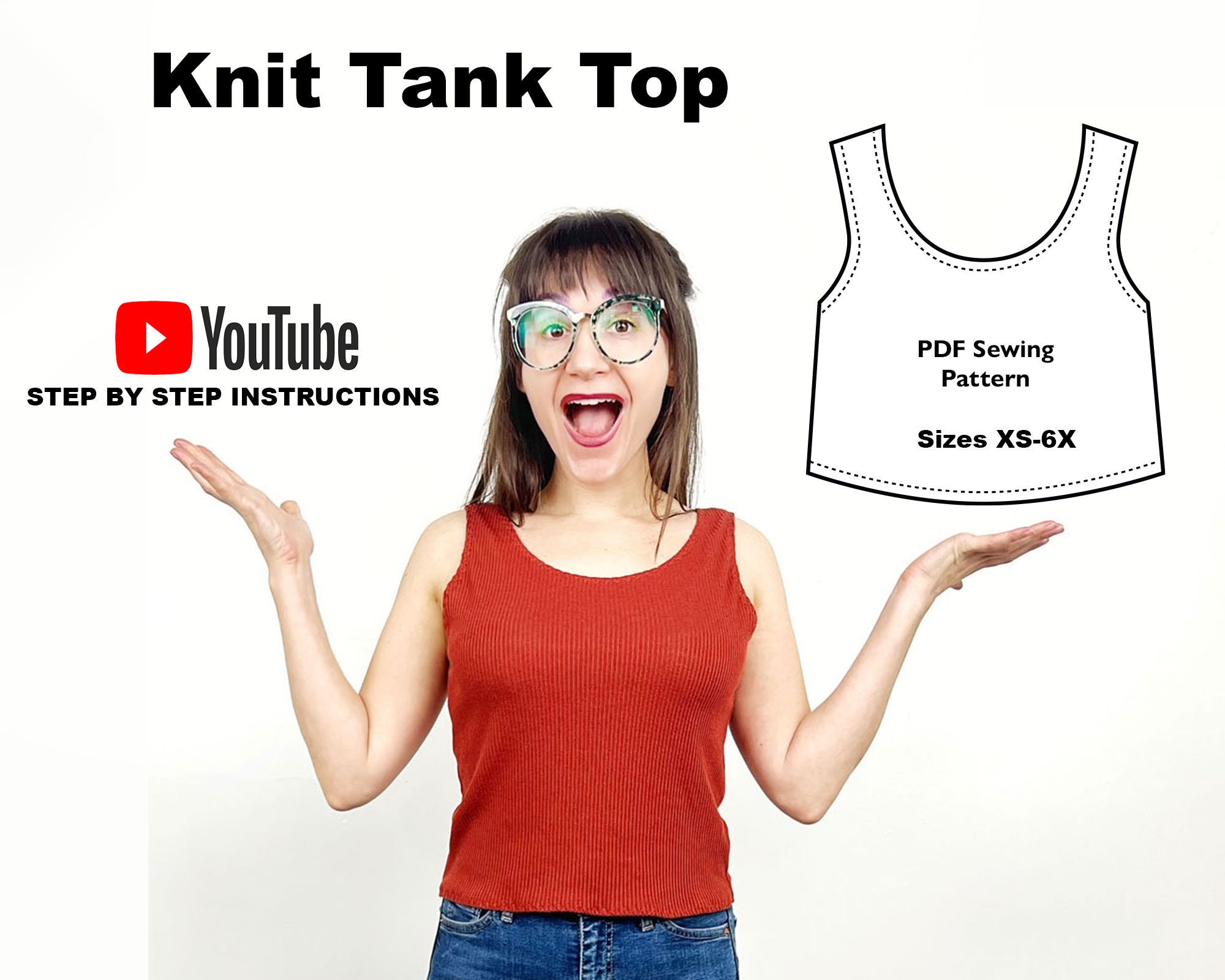 Easy Tank Top Sewing Pattern With Video Tutorial PDF Digital - Etsy