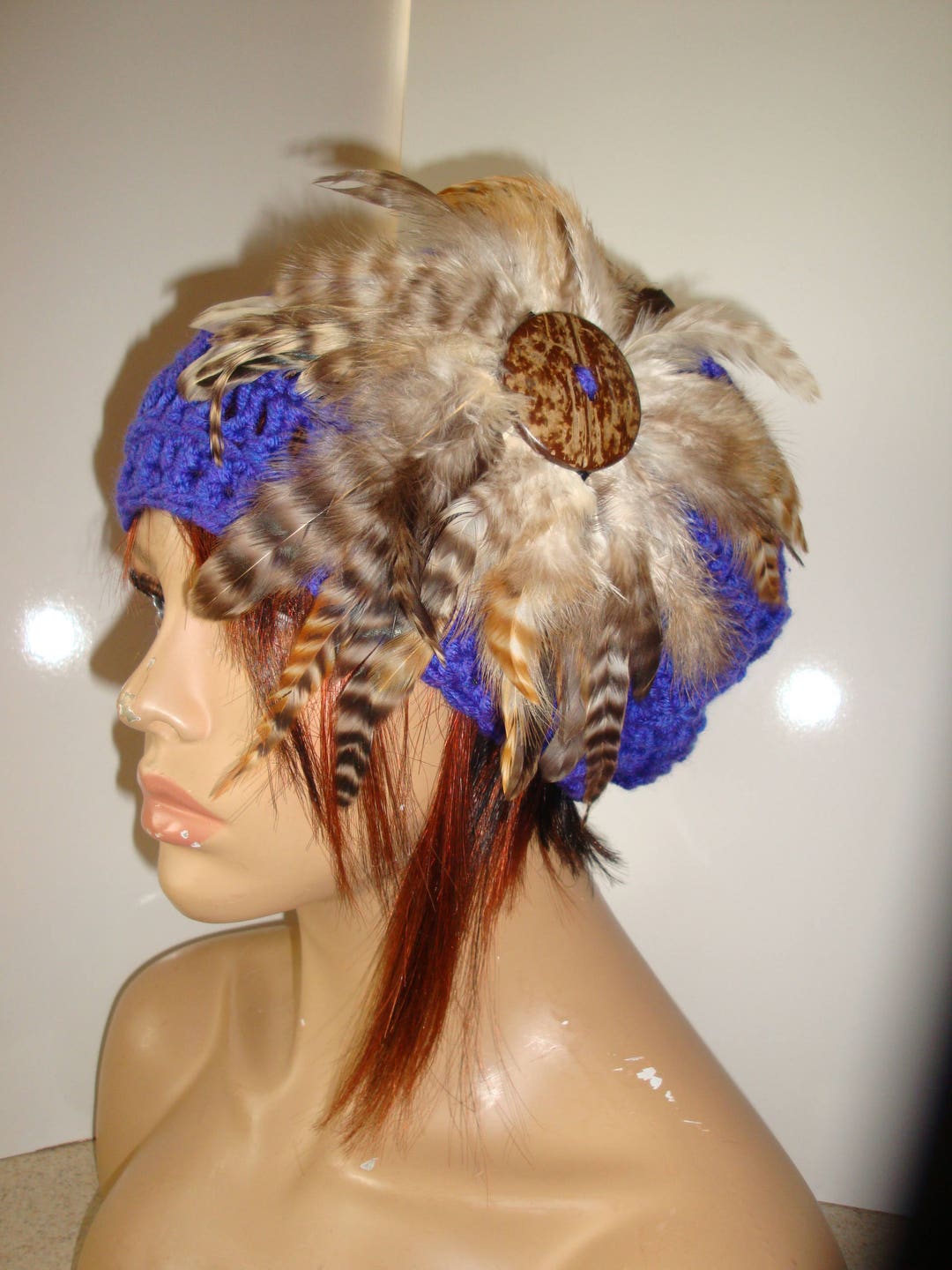 Violet Crochet Cloche Hat With Feathers - Vintage Style - Etsy