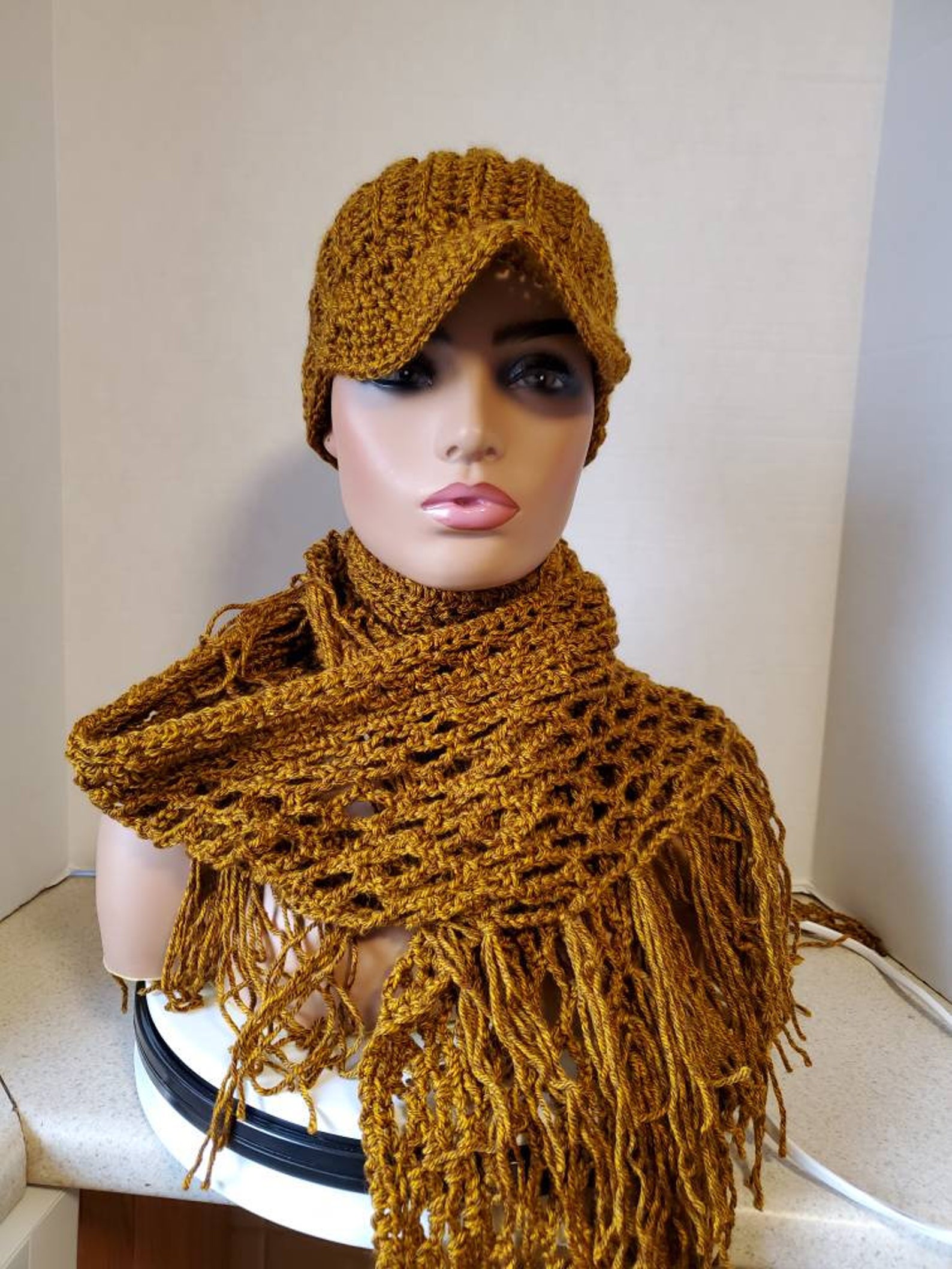 Gold Blend - Cap and Scarf - Cowl - Shawl - Handmade Crochet Set ...