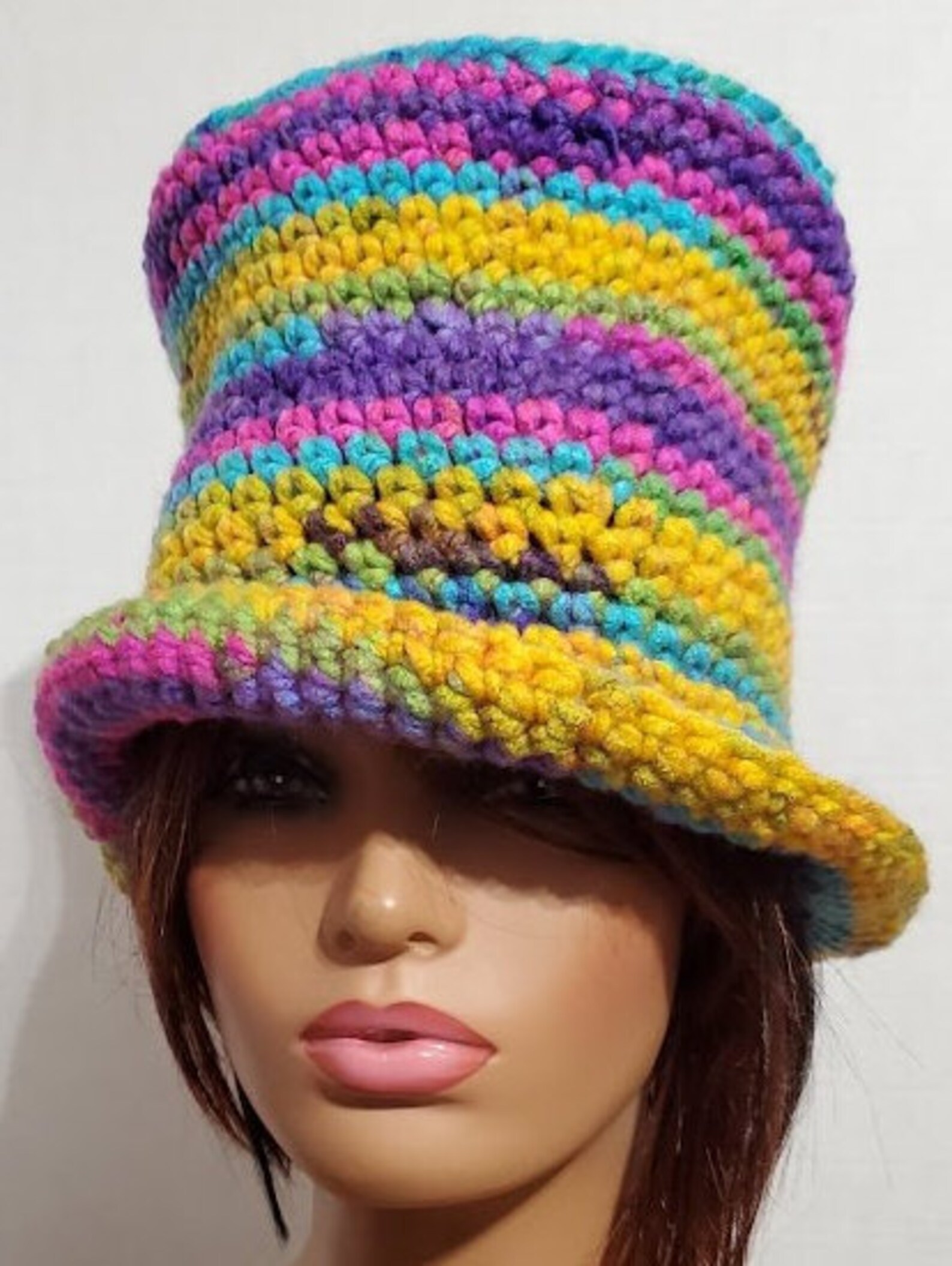 Crocheted Bucket Hat and Scarf Set: Colorful Acrylic Neckwarmer - Etsy