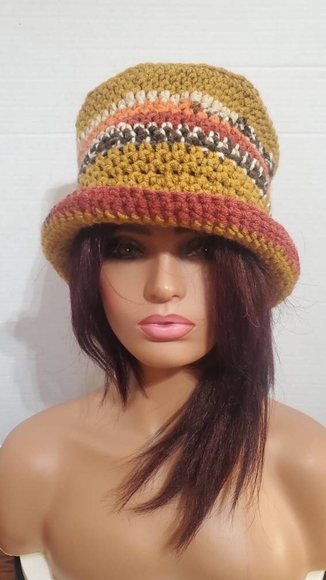 Colorful Bucket Hat Crochet Bucket Style Hat Gold Crochet Hat G - Etsy