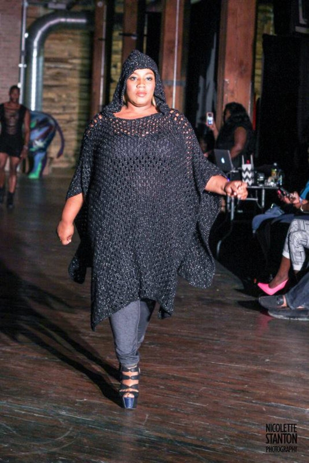 Poncho Plus Size Poncho Black With Silver Poncho Crochet - Etsy