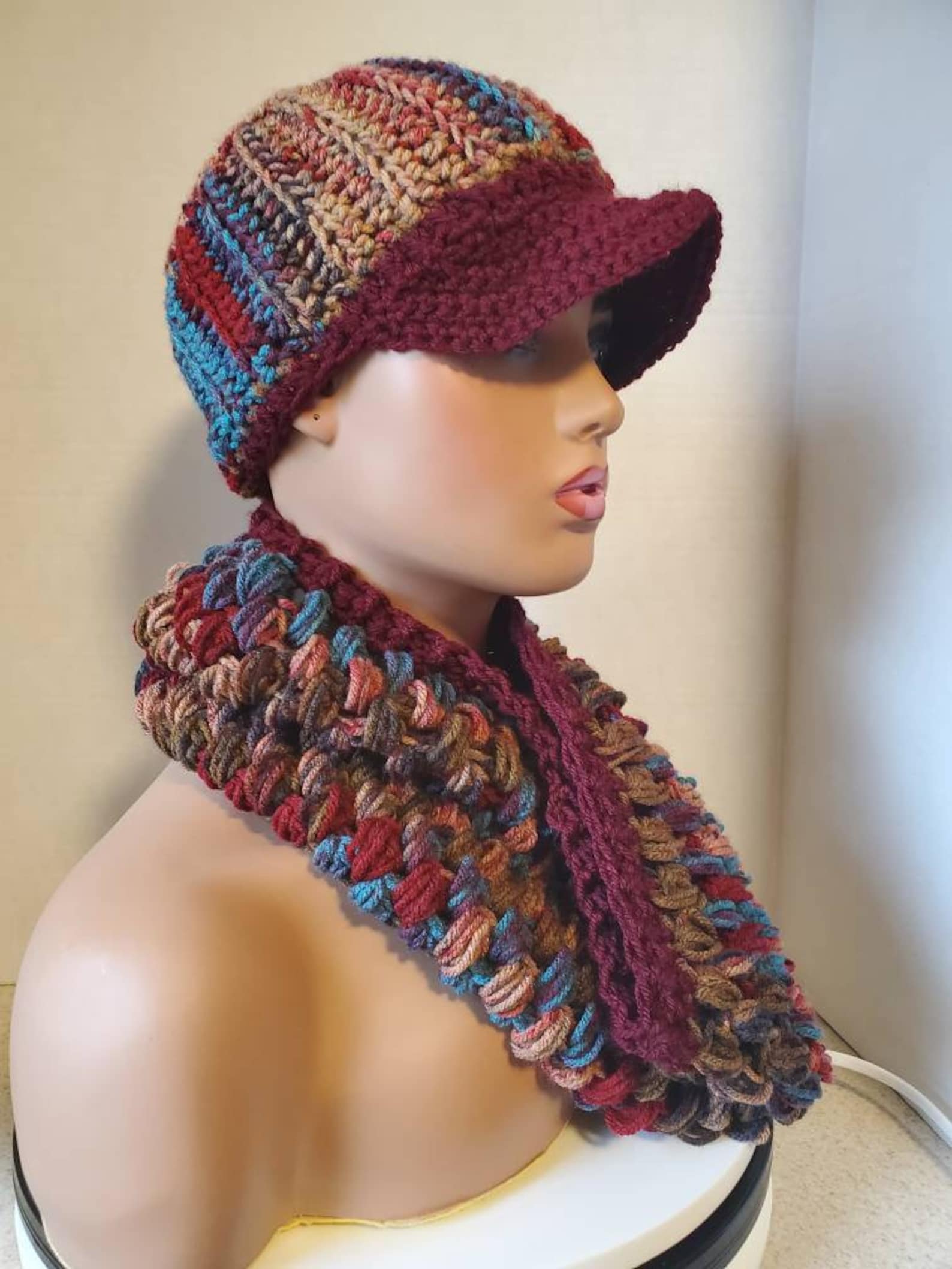 Dakota (multicolored )- Cap and Scarf - Cowl - Hat - Handmade Crochet ...