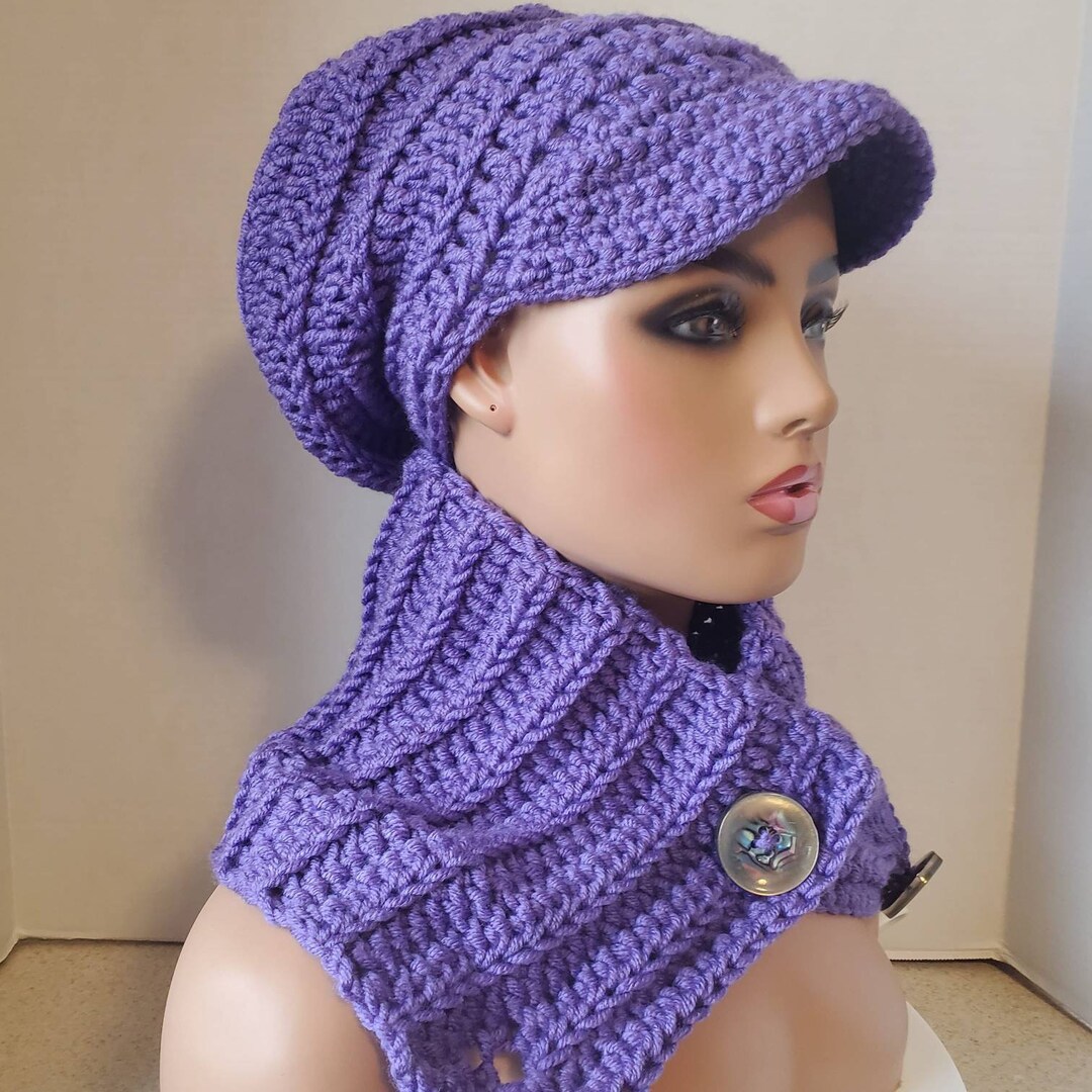 Purple Hat Set Loc Hat Set Loc Cap With Bib Cap and - Etsy