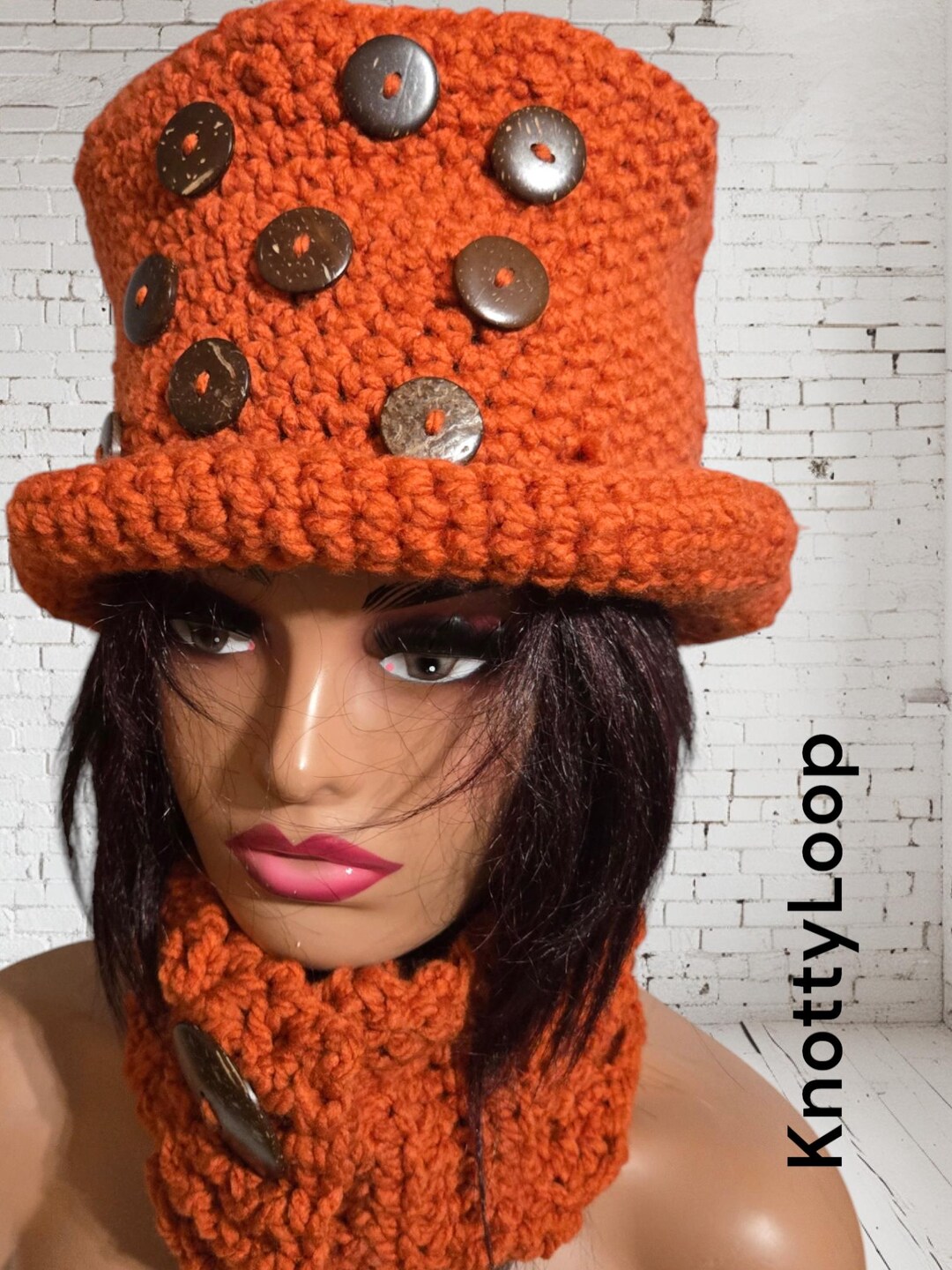 Crochet Top Hat With Buttons: Handmade Acrylic Blend Cap - Etsy