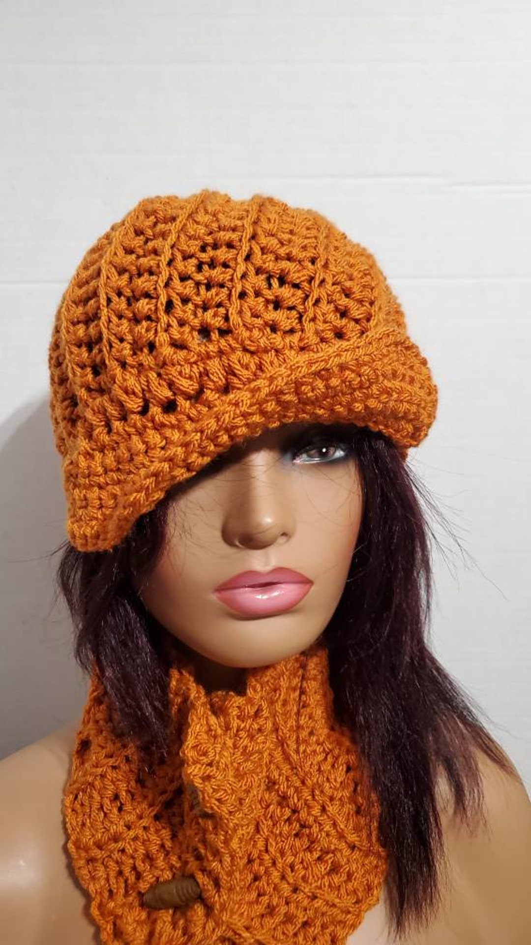 Orange Crochet Cap and Scarf - Crochet Hat Set - Orange Hat Set ...