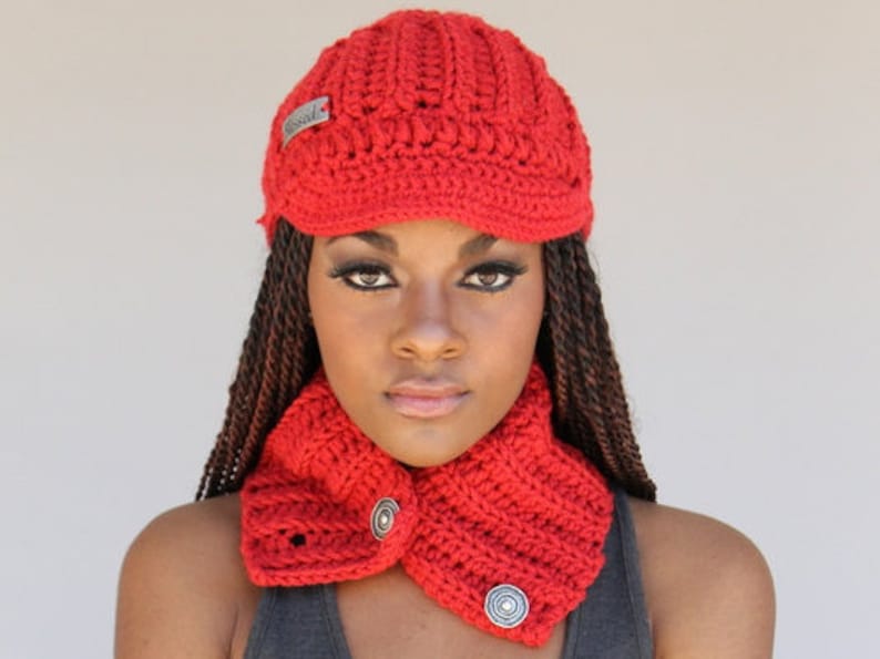 Soft Red Hat and Neckwarmer Cap and Scarf | Etsy
