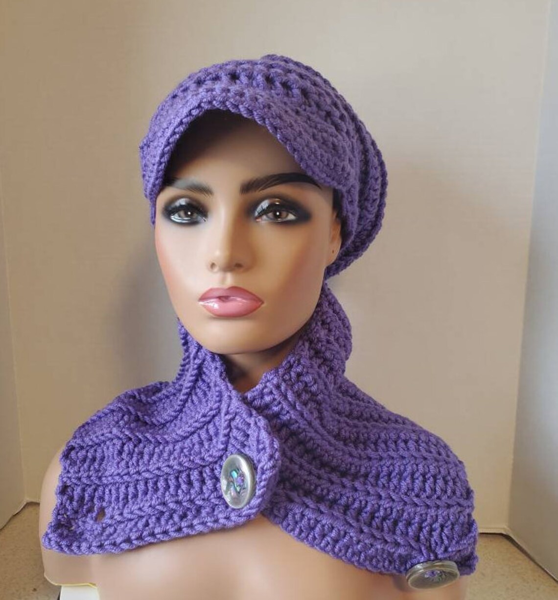 Purple Hat Set Loc Hat Set Loc Cap With Bib Cap and - Etsy