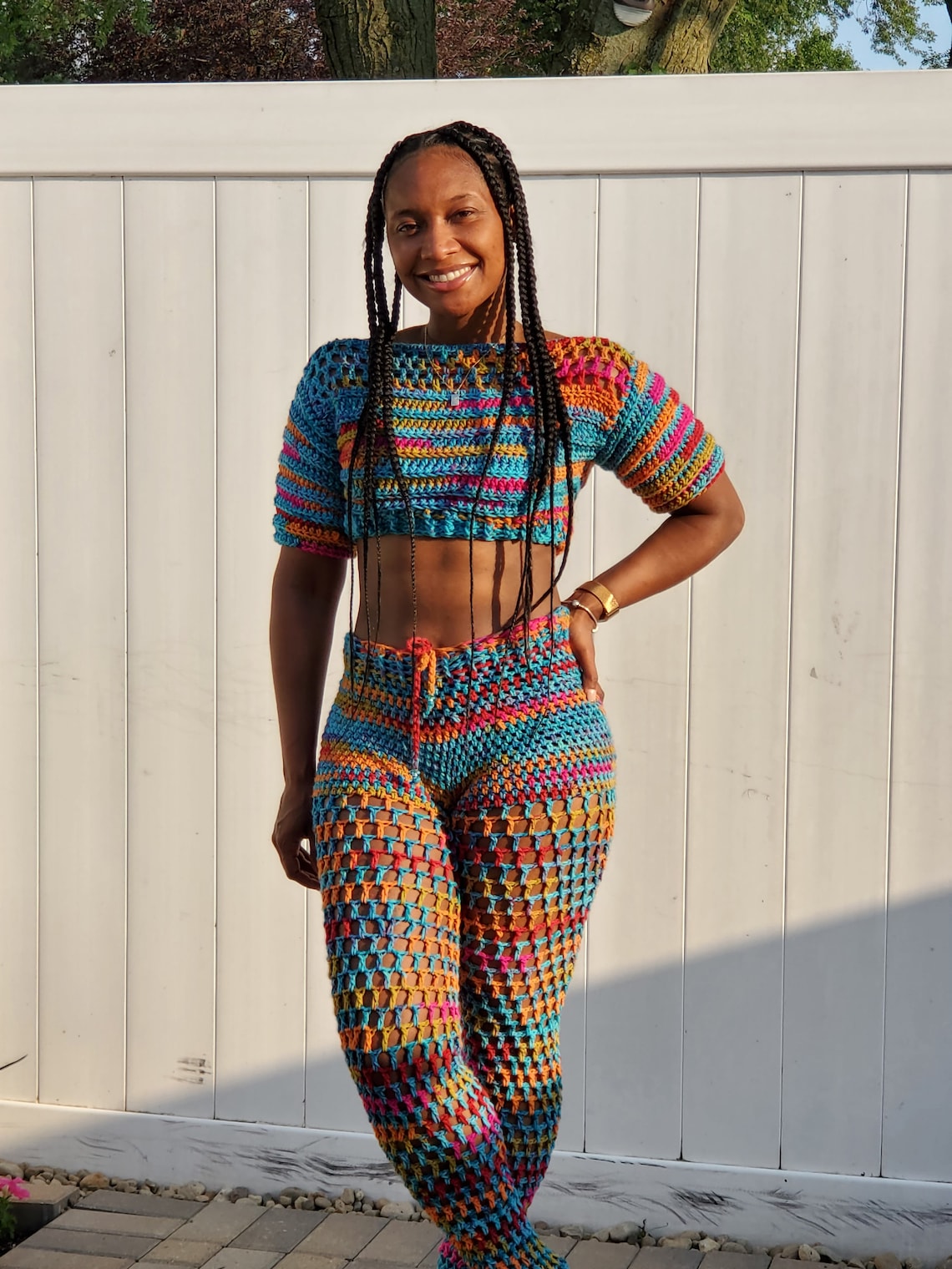 Blue Blend Crochet Pants set Aqua Blue Blend Beach Set | Etsy