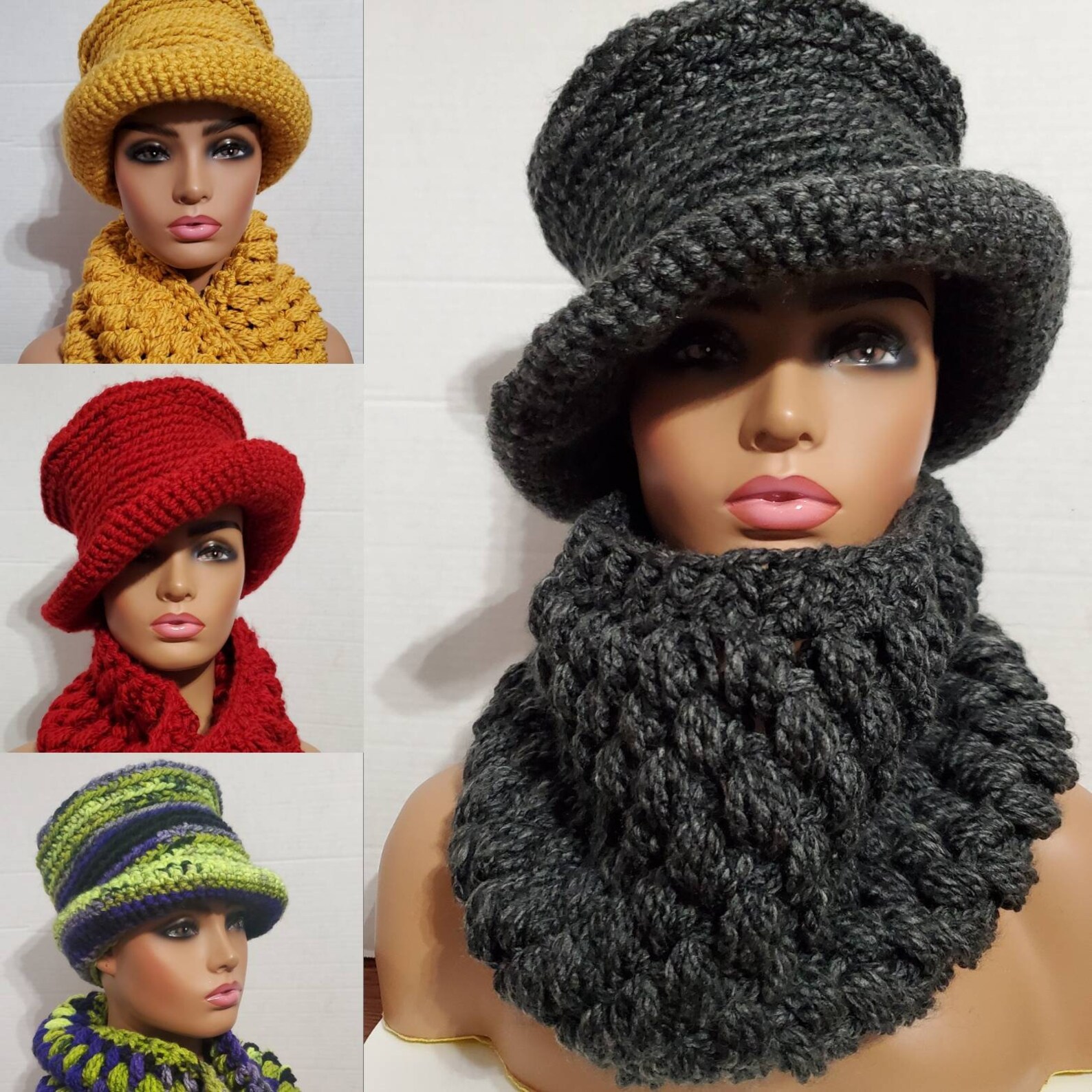Crochet Hat Set With Matching Scarf Hat Set Crochet Cap - Etsy