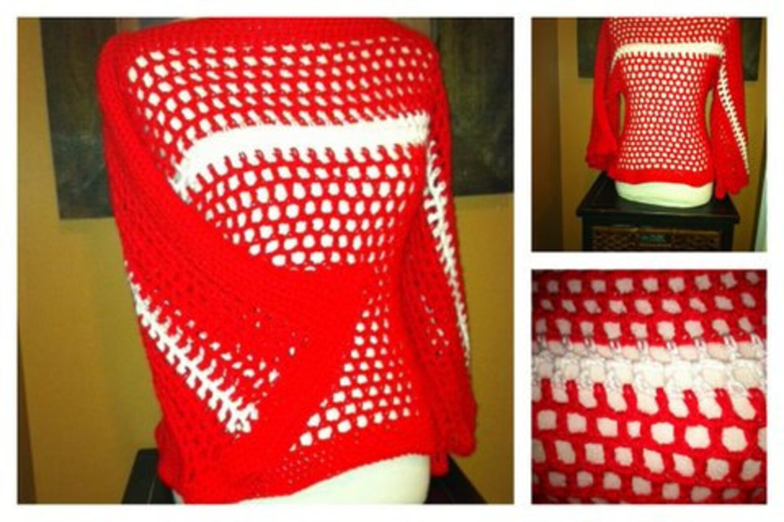 Red and White Pullover Open Weave Sweater Sorority Colors | Etsy