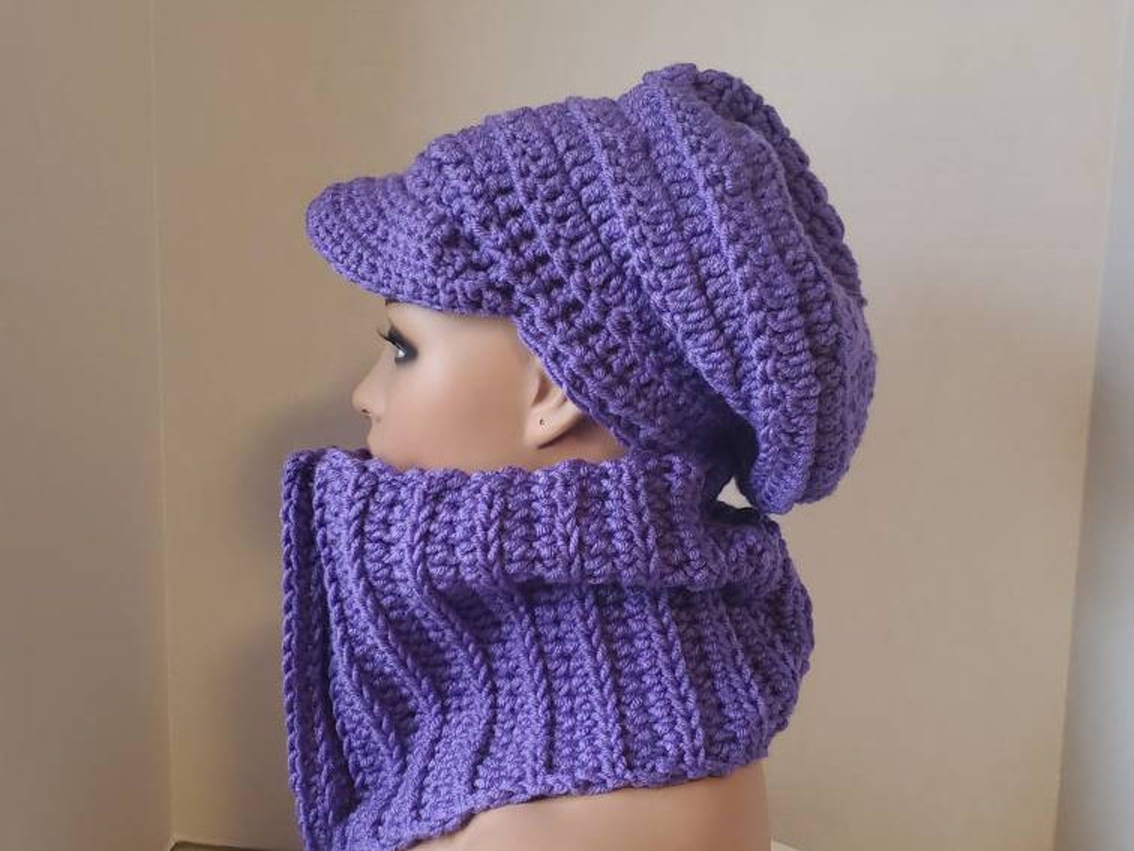 Purple Hat Set Loc Hat Set Loc Cap With Bib Cap and - Etsy