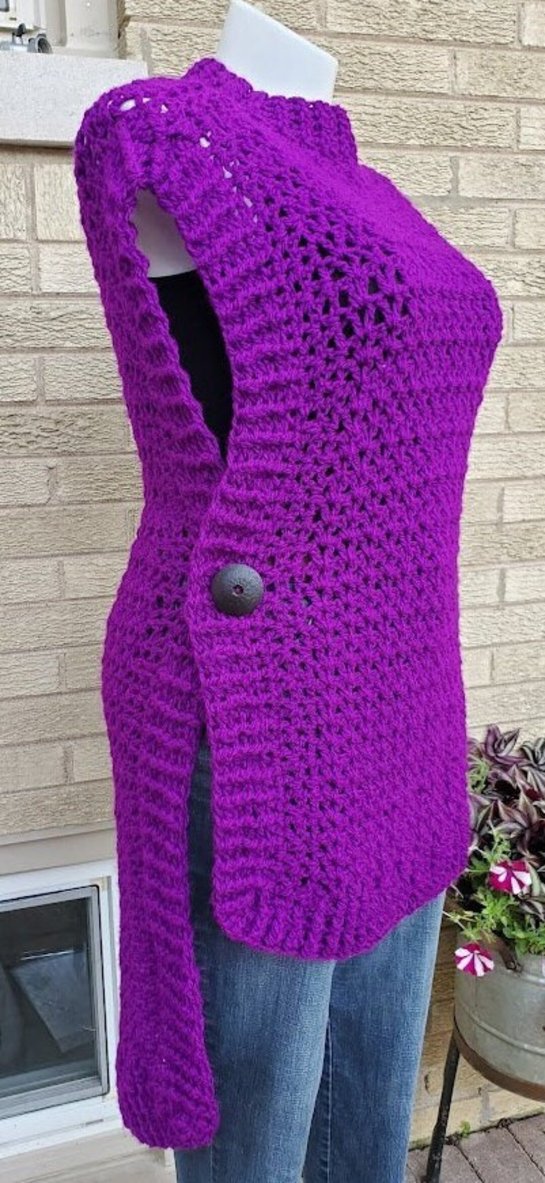 Crochet Poncho Button Poncho Custom Colors Custom Sizes - Etsy