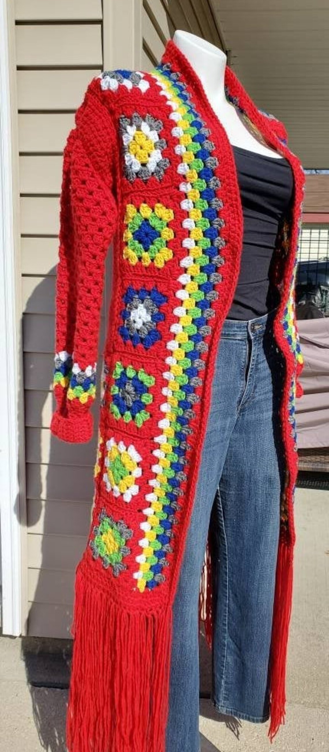 Crochet Red Blend Duster Crochet Sweater Crochet Duster | Etsy