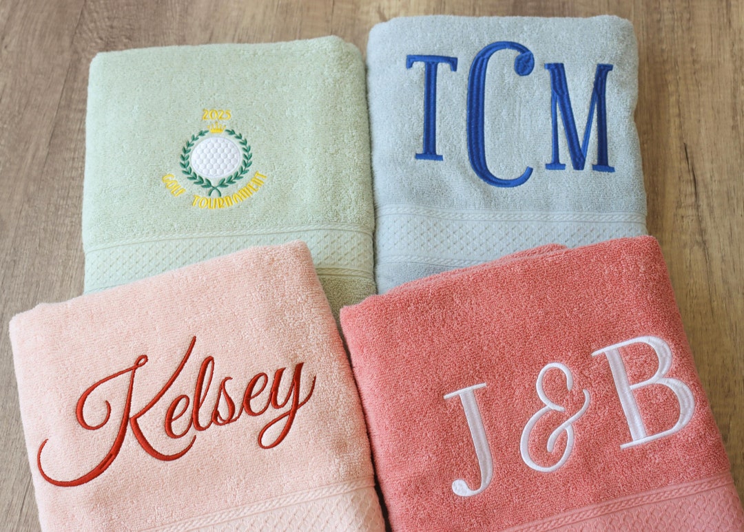 Custom Embroidered Bath Towel Personalized Bath Towel Monogrammed Towel ...