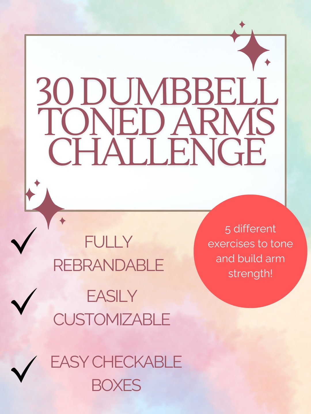 30 Day Dumbbell Challenge Downloadable Printable & Editable / Dumbbell ...