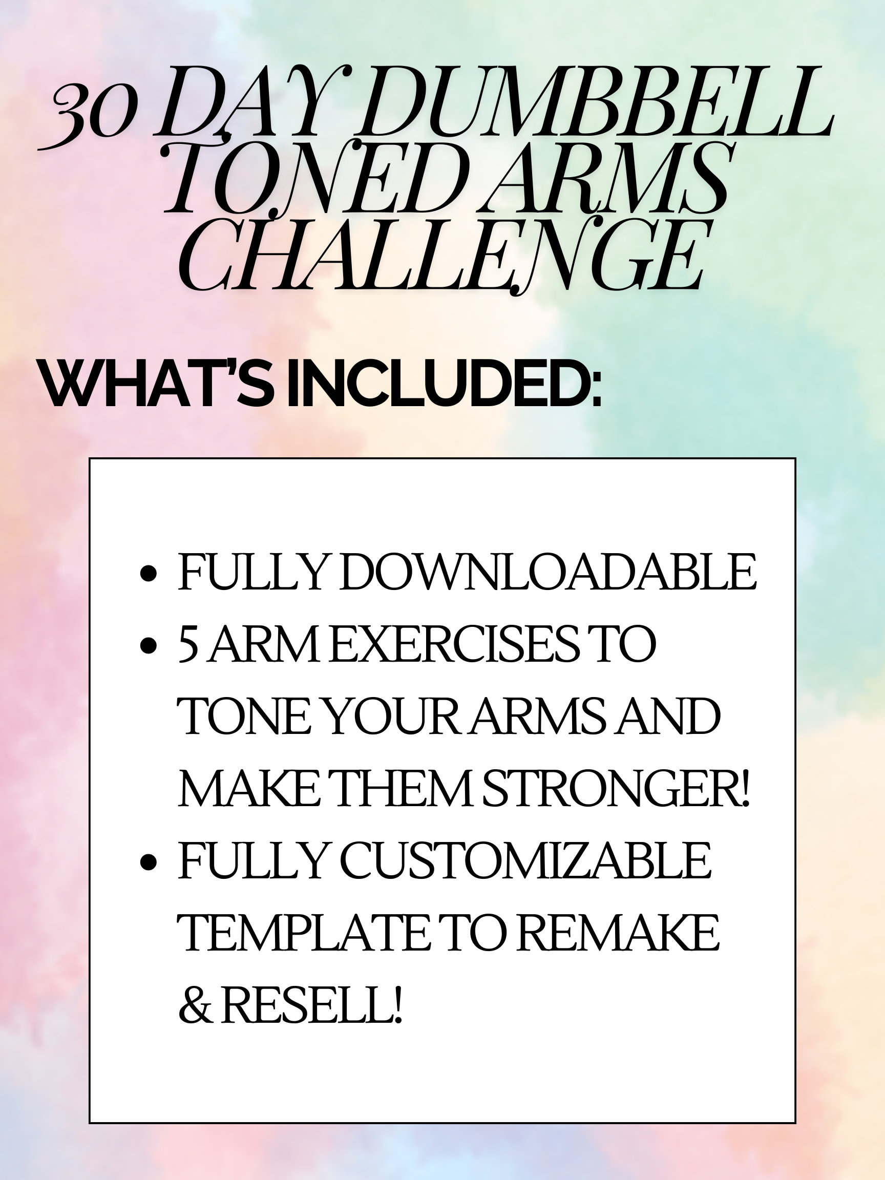 30 Day Dumbbell Challenge Downloadable Printable & Editable / Dumbbell ...