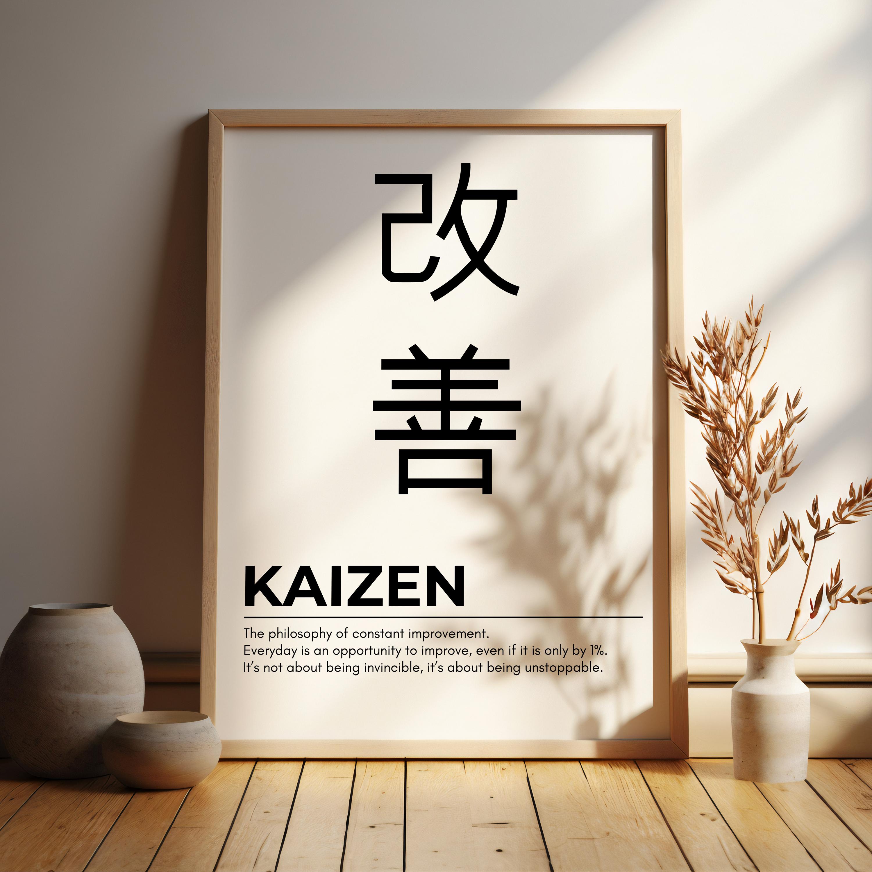 Kaizen Poster / Motivational Poster Japanese Art Quote Wall Print ...