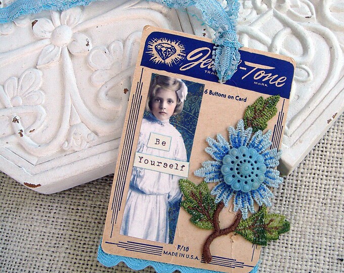 BE YOURSELF Vintage Button Card Handmade Tag No 495 - Etsy