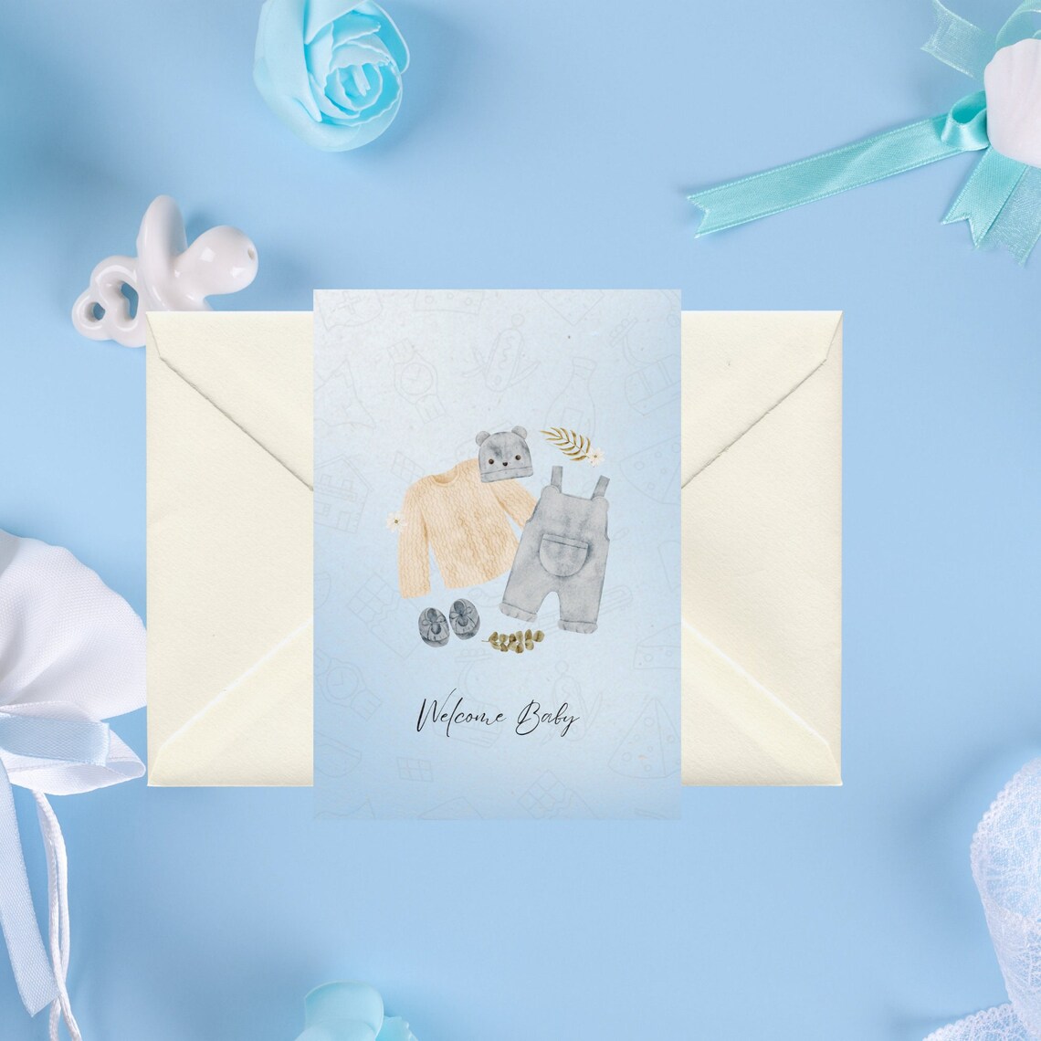 Welcome Baby Boy Card, Printable Welcome Baby, New Baby Card, Greeting ...