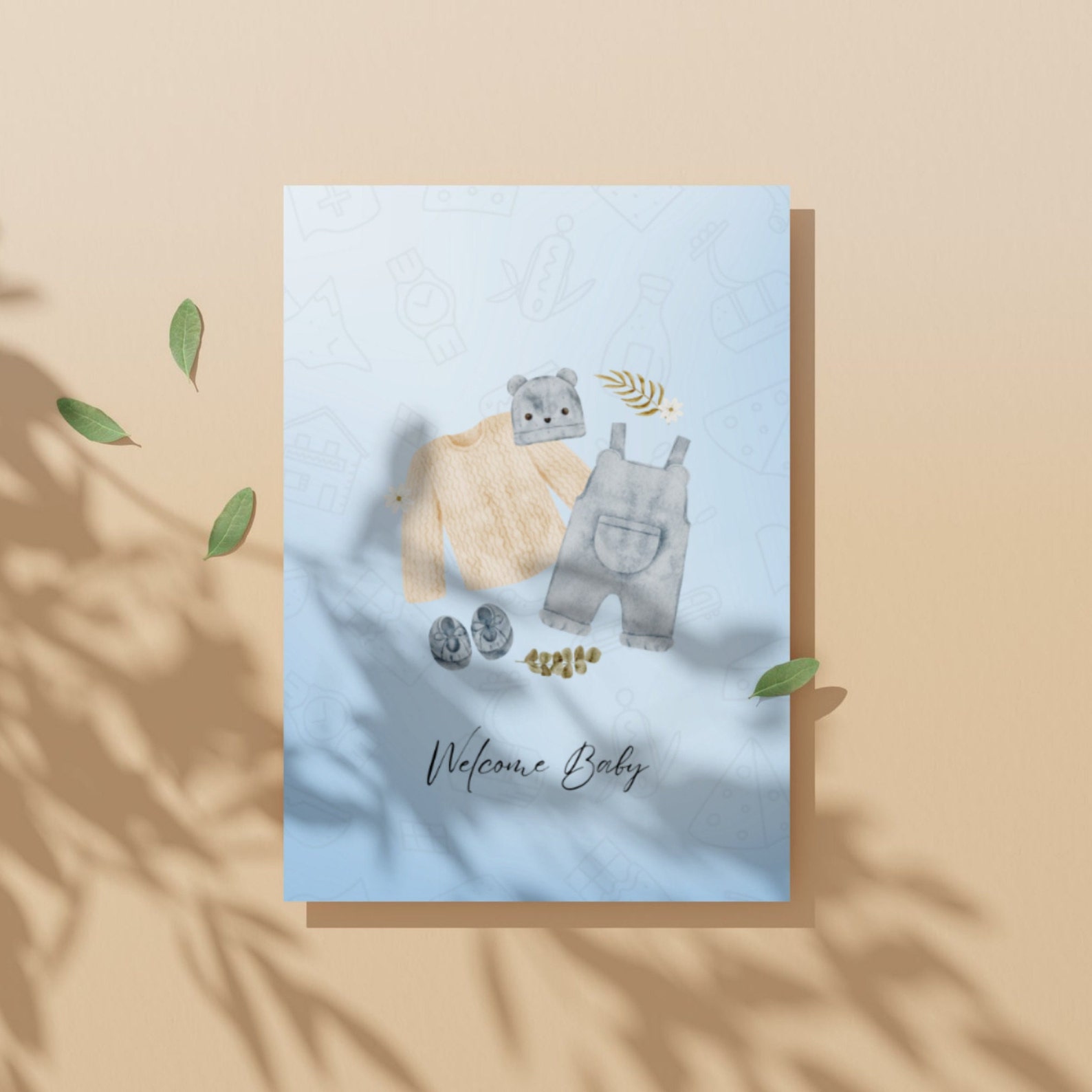 Welcome Baby Boy Card, Printable Welcome Baby, New Baby Card, Greeting ...
