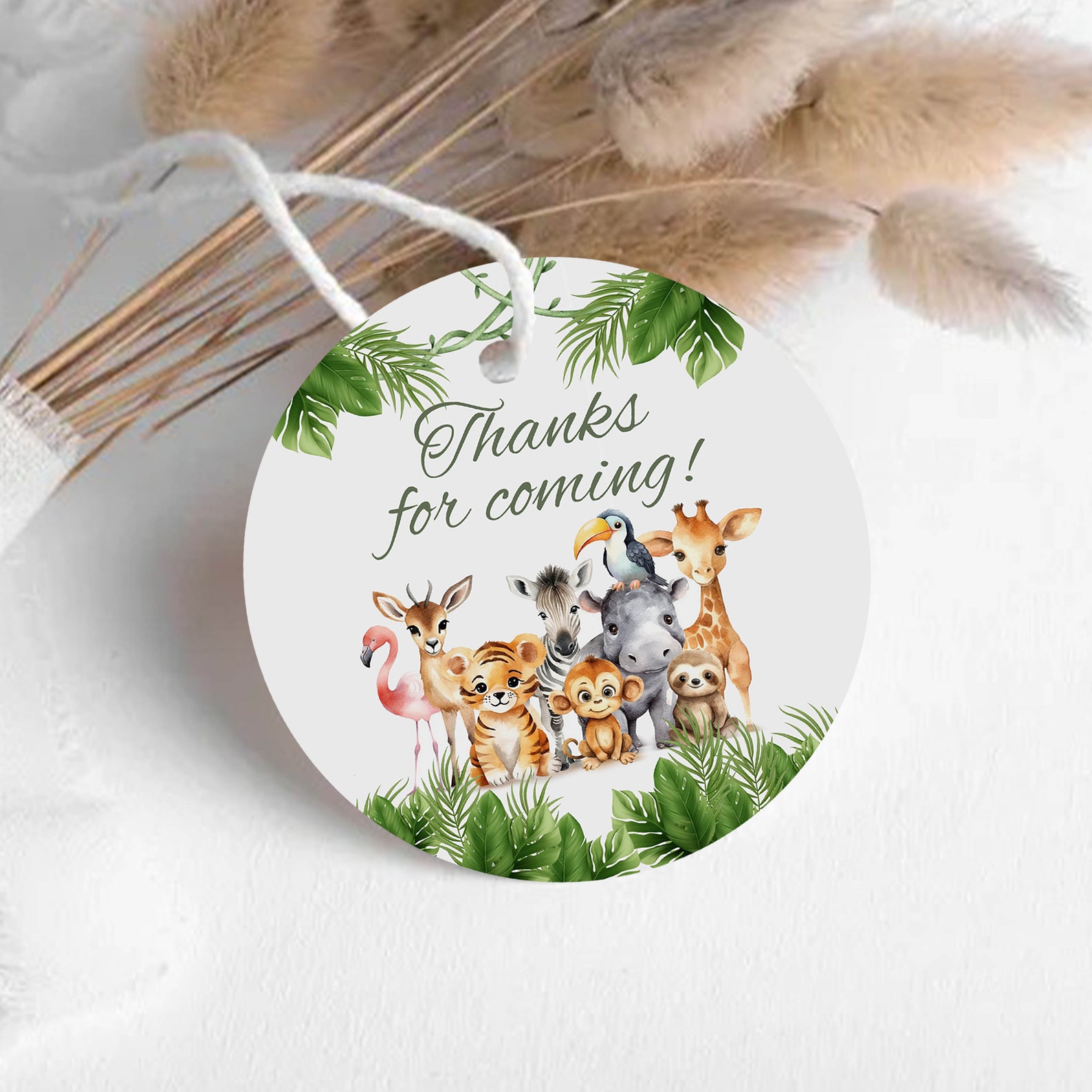 Baby Animals Thank You Tags, Stickers Greenery, Woodland Baby Shower ...