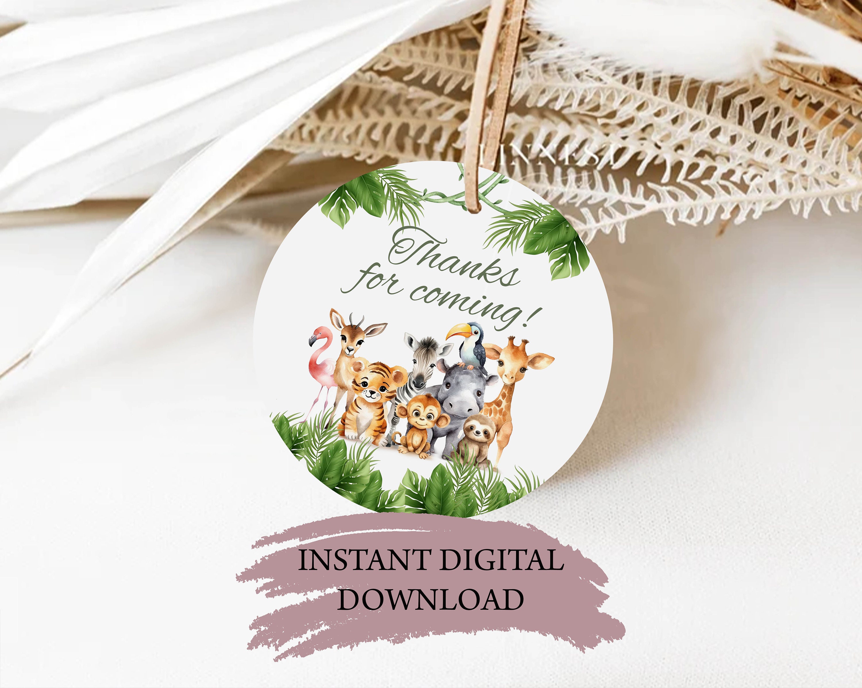 Baby Animals Thank You Tags, Stickers Greenery, Woodland Baby Shower ...