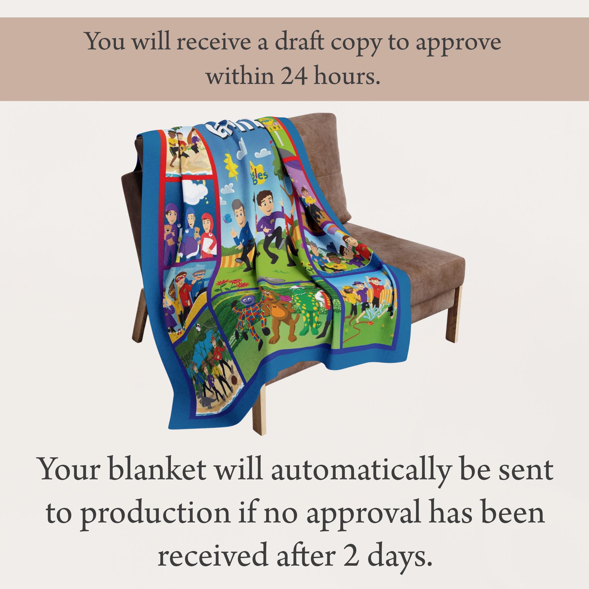 Wiggles Blanket, Personalised Kids Bedding, Custom Name Gift, Colourful ...
