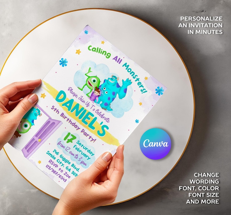 Monster Birthday Invitation, Printable Monsters University Template ...