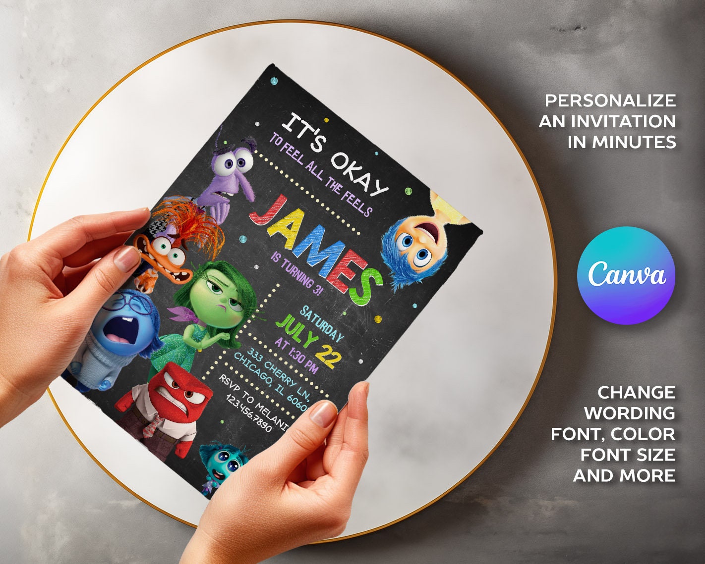 Inside Out 2 Birthday Invitation, Insideout Printable Invitation, Movie ...