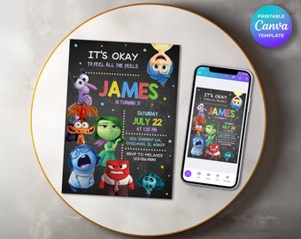 Inside Out 2 Birthday Invitation, Insideout Printable Invitation, Movie ...