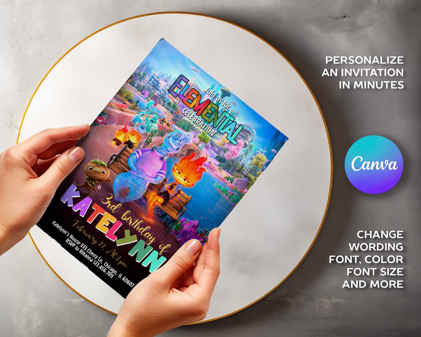 Editable Elemental Birthday Invitation, Printable Birthday Party Invite ...