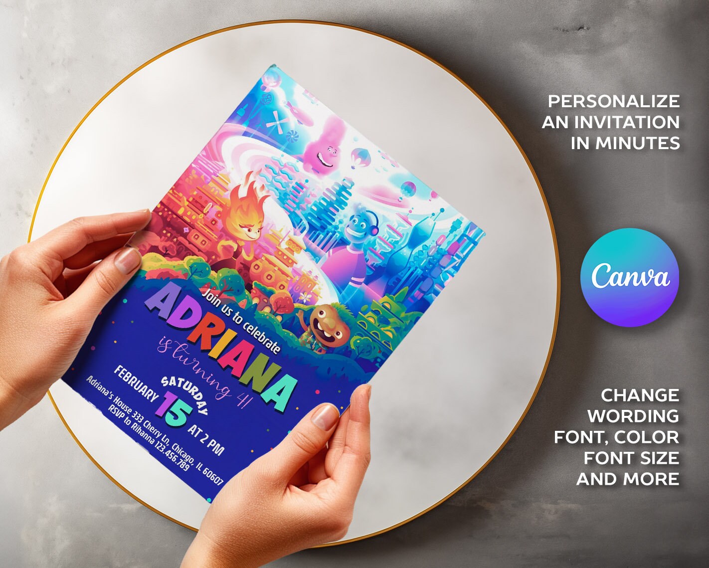 Editable Elemental Birthday Invitation, Printable Birthday Party Invite ...