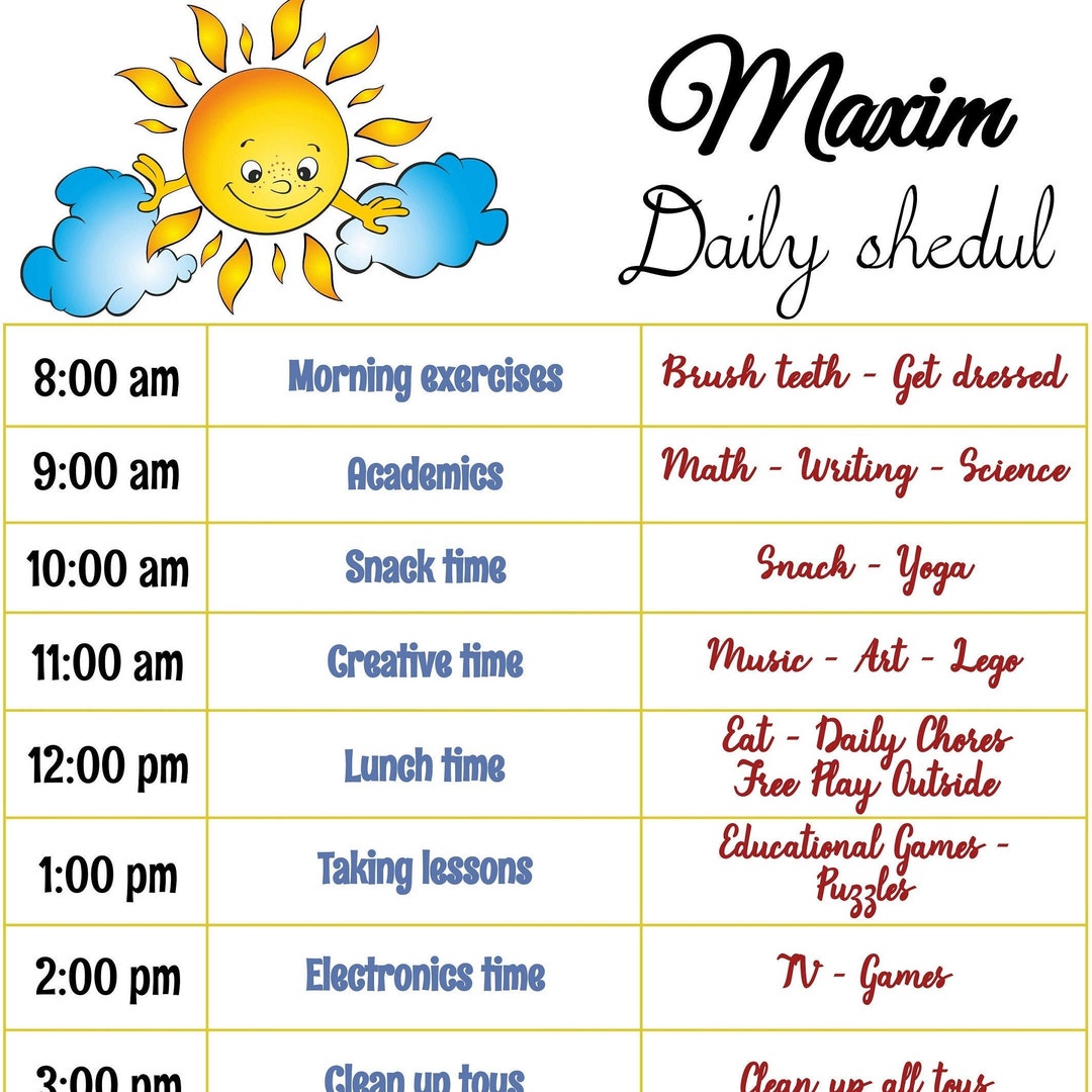 Editable Homeschool Day Planner, Editable Daily Schedule, Sunshine ...