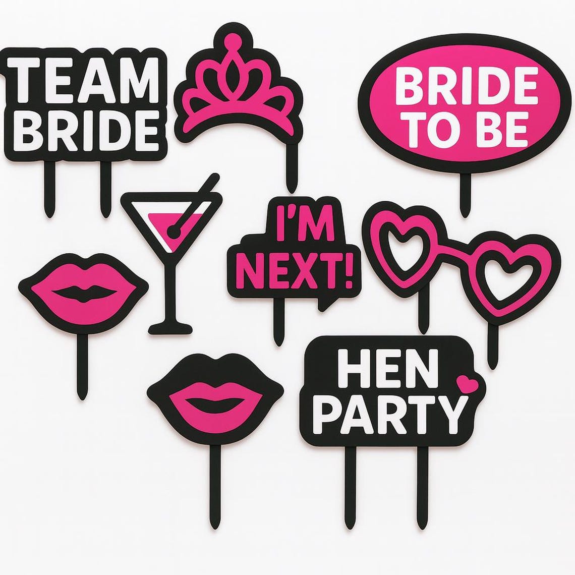 Hen Party Photo Booth Props | 12cm Reusable Bachelorette Party ...