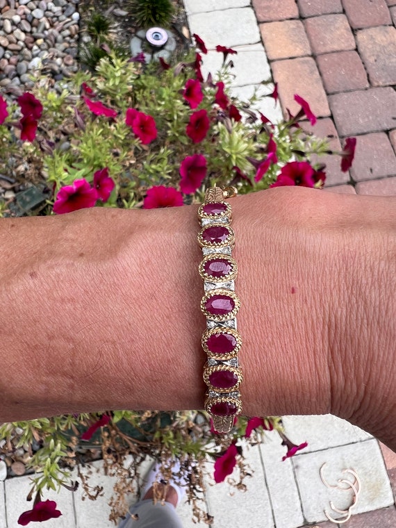 Antique Ruby and Diamond Bracelet Bangle - Gem