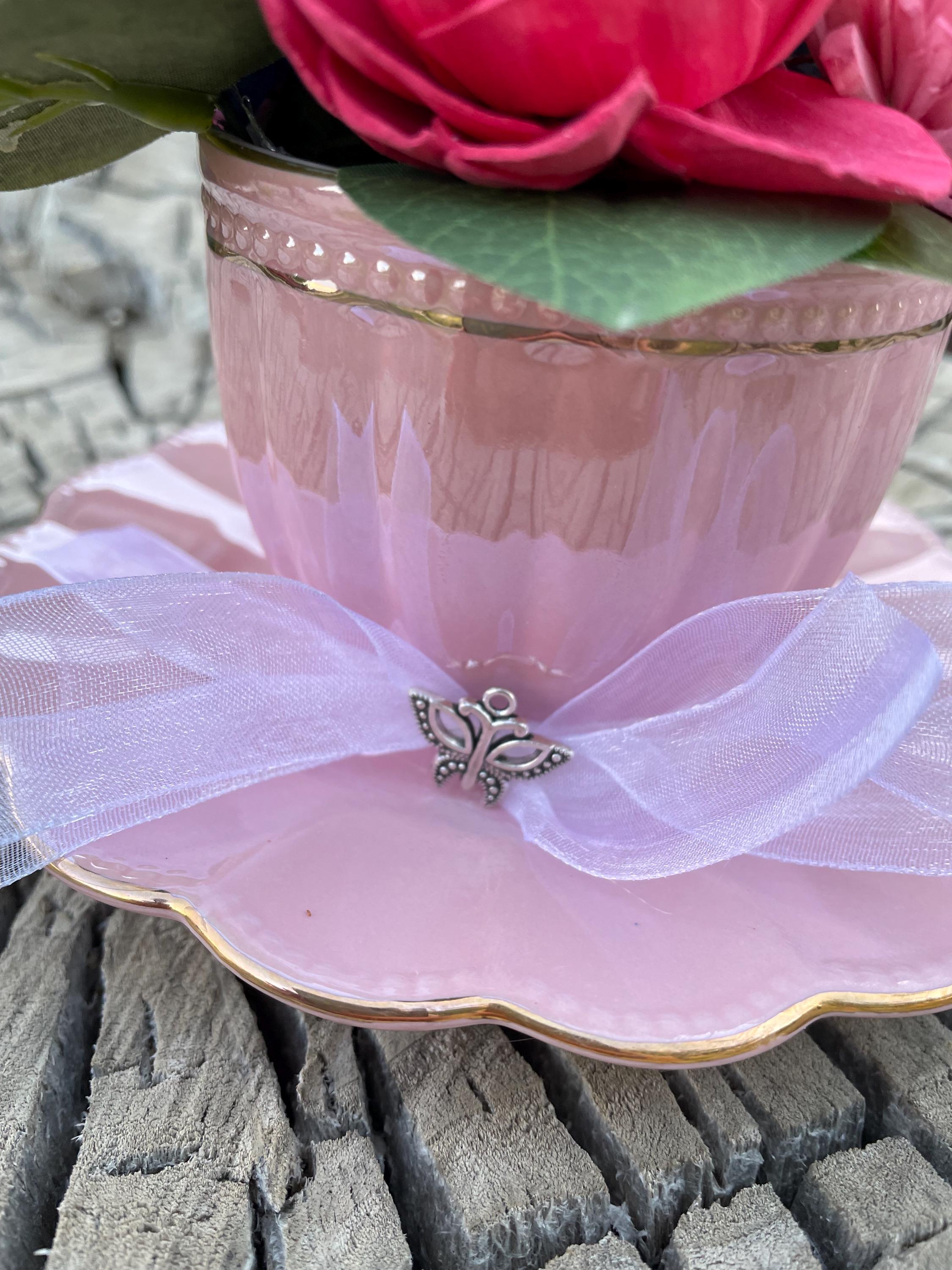 Pink Teacup Floral Arrangement, Wood Flowers, Gift for Her - Etsy