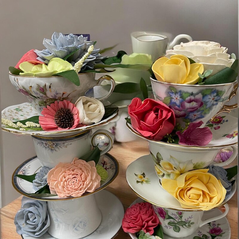 Teacup Flowers - Etsy