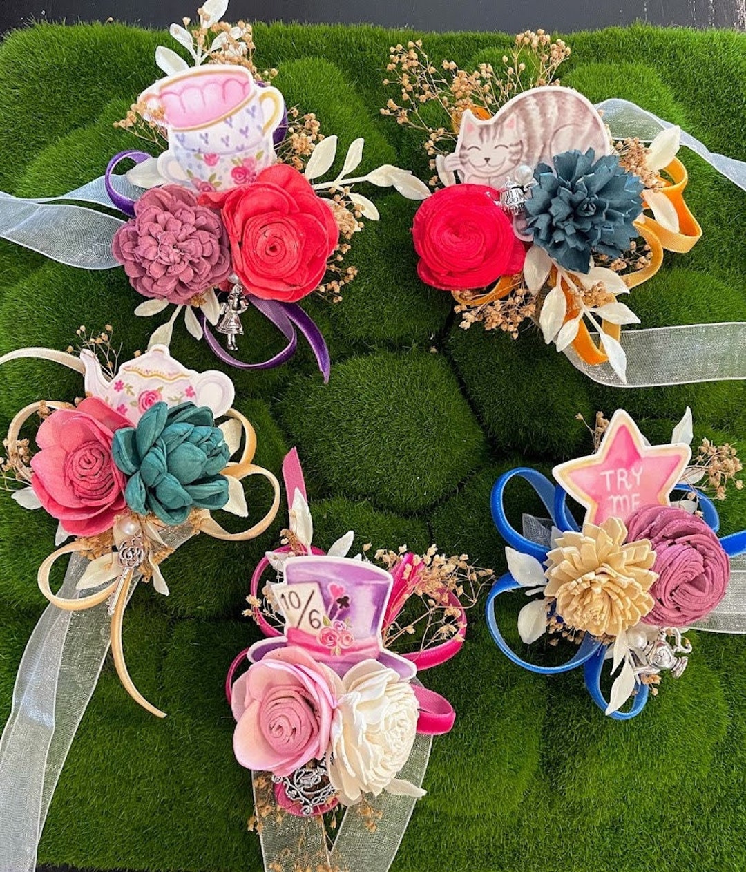 Alice in Wonderland Ribbon Corsage, Five Styles Available, Wrist or ...