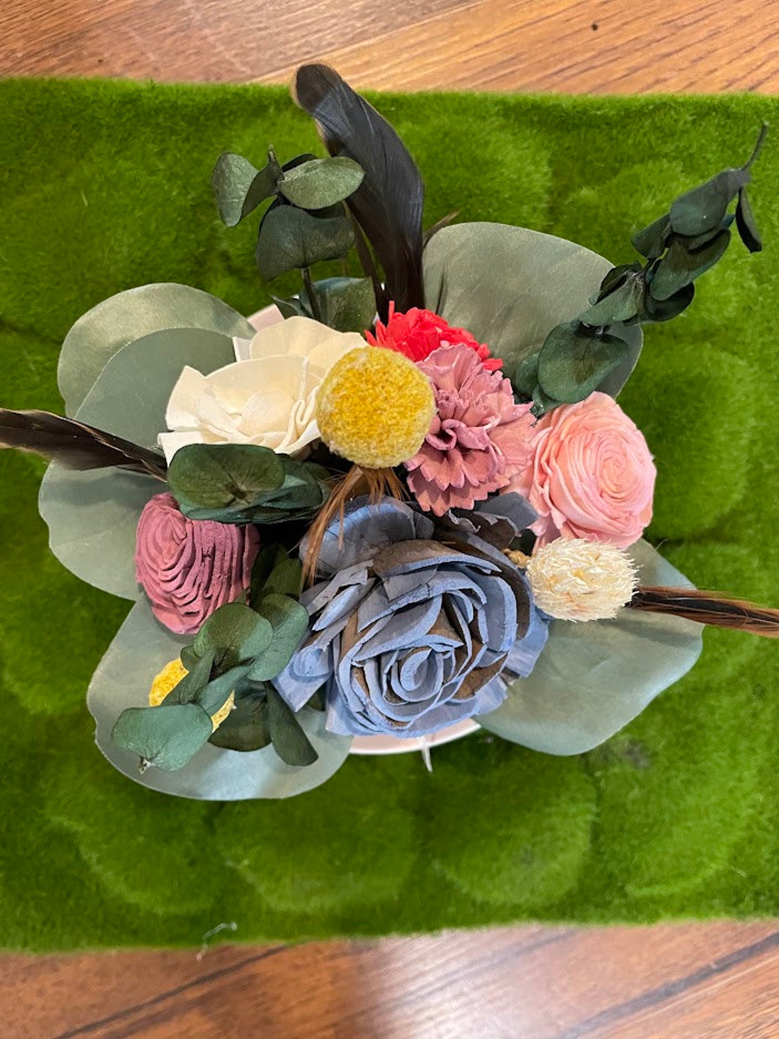 Bird Lovers Teacup, Wood Flower Arrangement in Cup With Hummingbird ...