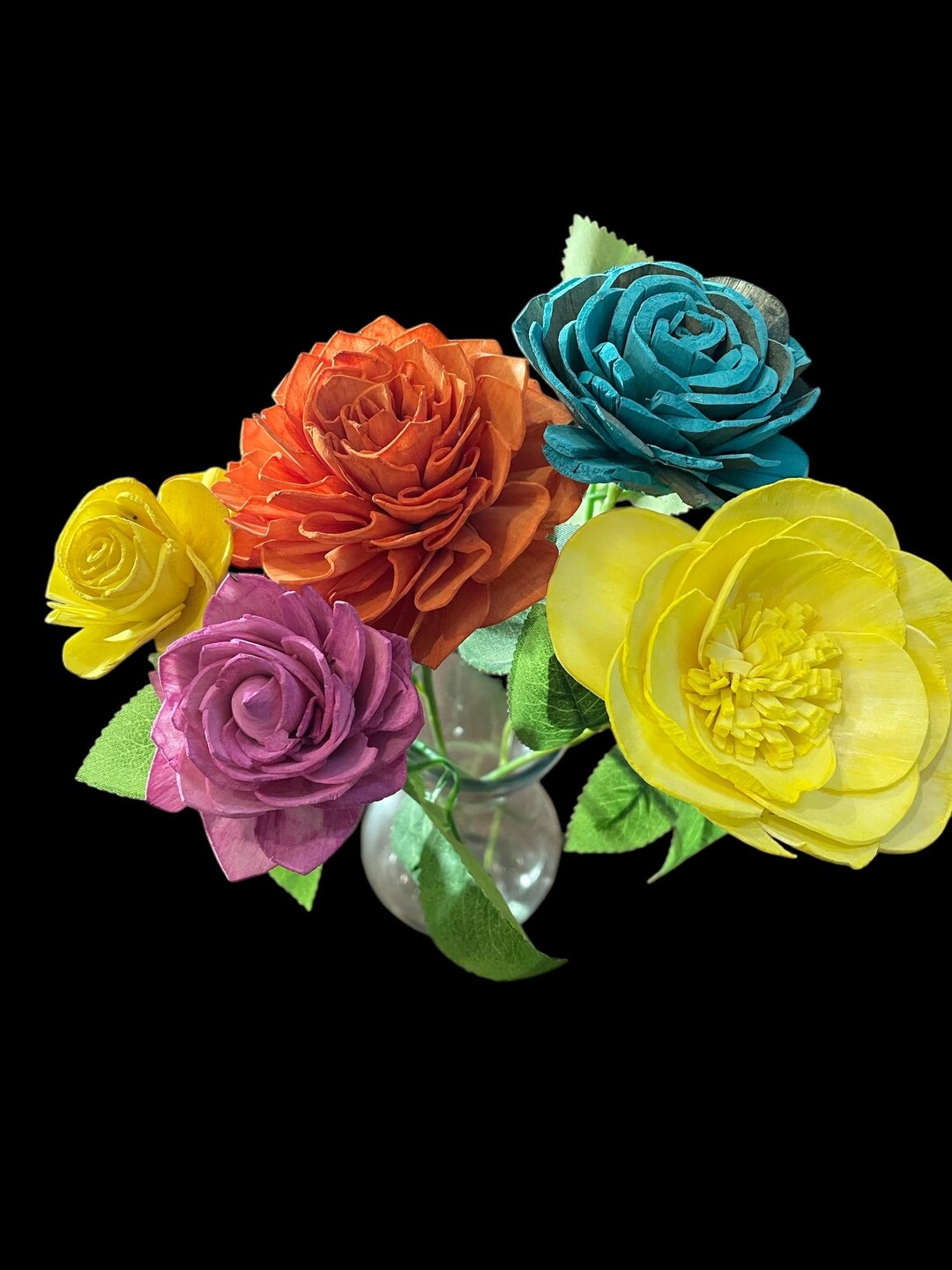 Flower Bundles, Wood Flowers Available in Complementary Color Groupings ...