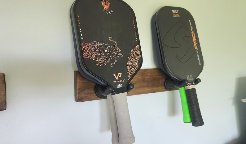 Stained Wood Pickleball Paddle Wall Mount Display – Pickleball Paddle ...